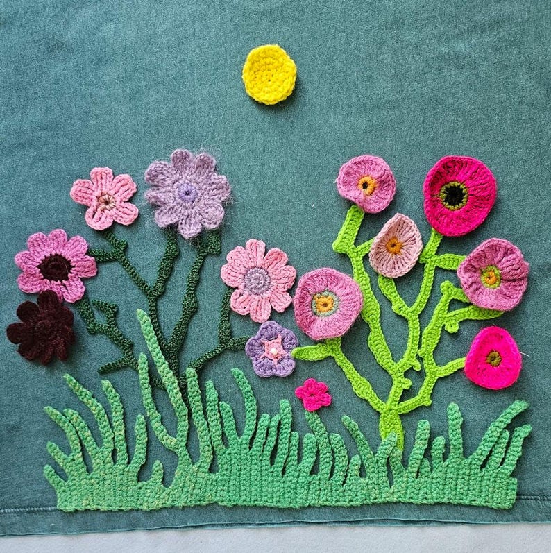 Crocheted Grass Applique Pattern, Easy Crochet PDF (US Terms) - Etsy