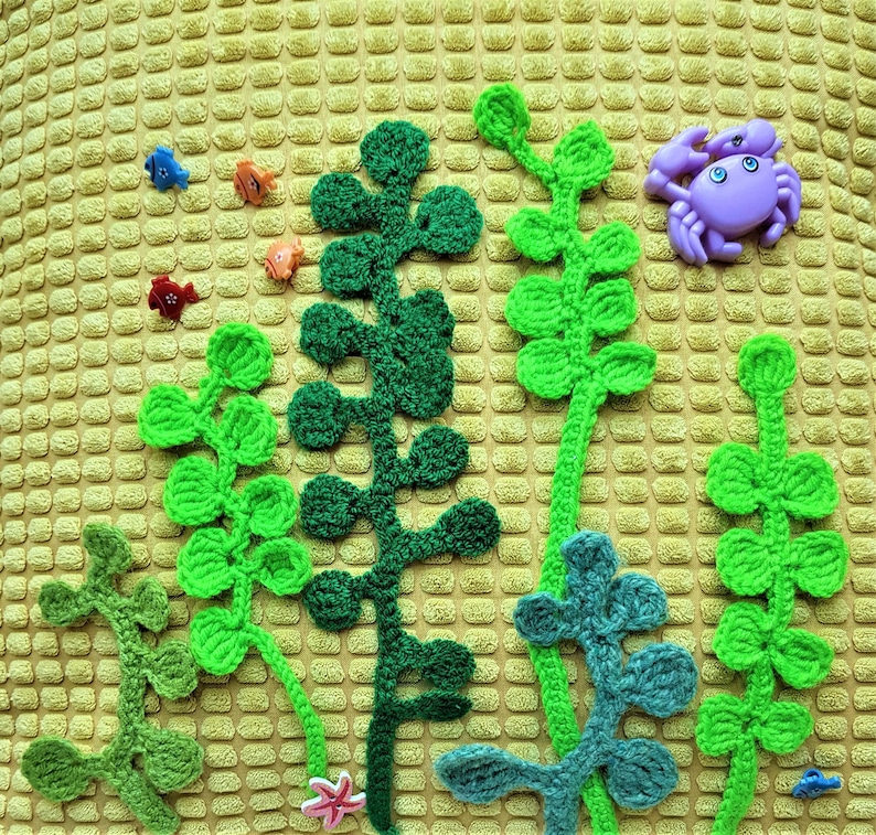 Crochet Seaweed Applique Pattern: DIY Aquatic Decor (PDF) - Etsy