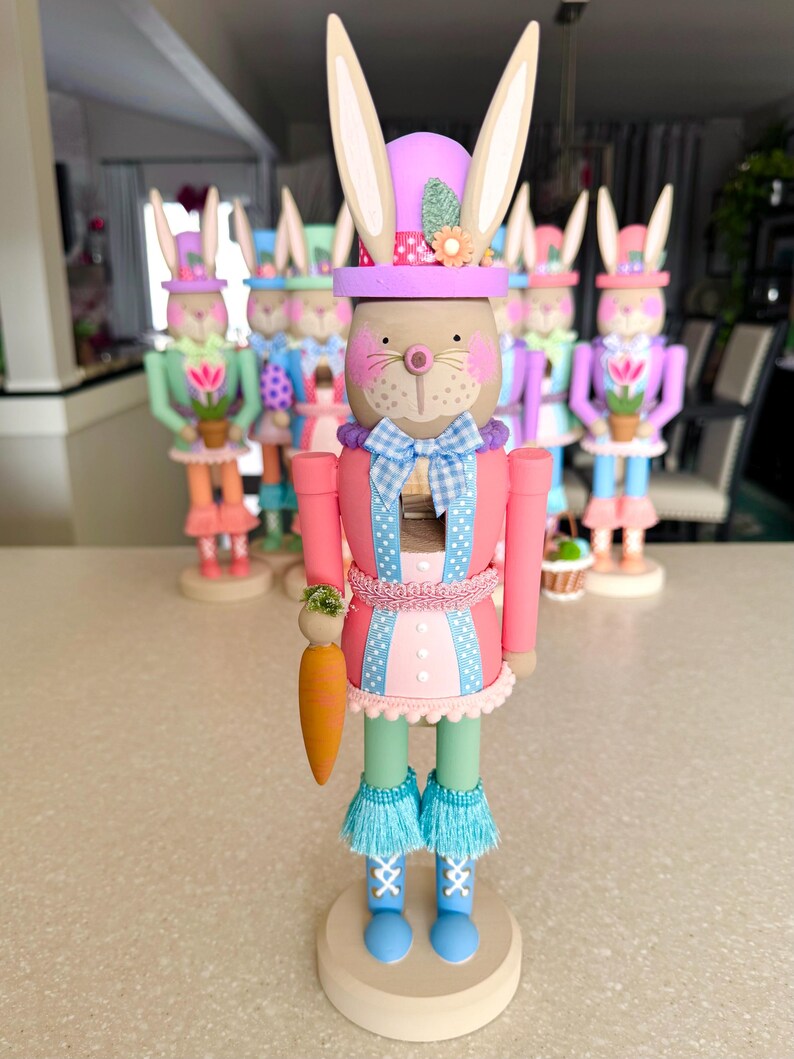 Hand-painted Easter Bunny Nutcracker: 15" Wood Spring Decor - Etsy