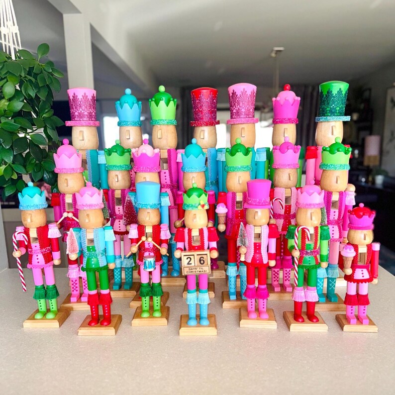 Hand-painted Modern Wood Nutcrackers: Holly Jolly Collection - Etsy