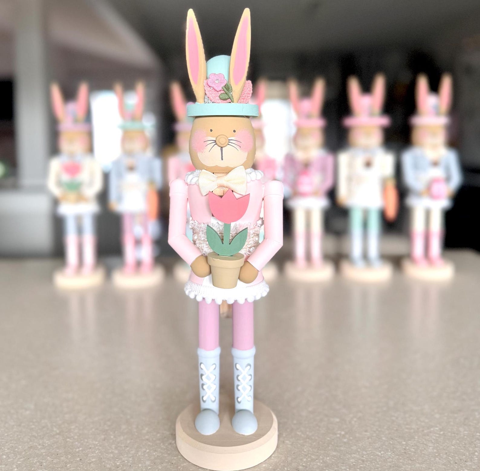 Hand-painted Easter Bunny Nutcracker: 15" Wood Spring Decor - Etsy
