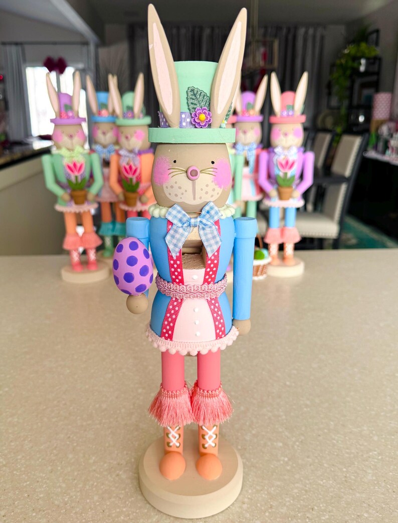 Hand-painted Easter Bunny Nutcracker: 15" Wood Spring Decor - Etsy
