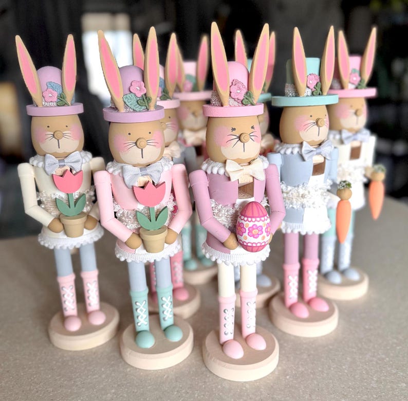 Hand-painted Easter Bunny Nutcracker: 15" Wood Spring Decor - Etsy