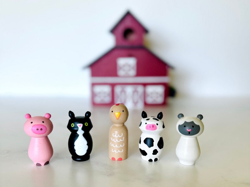 Farm Animals Peg People Dolls / Wooden Gift for Kids / Kids Decor ...