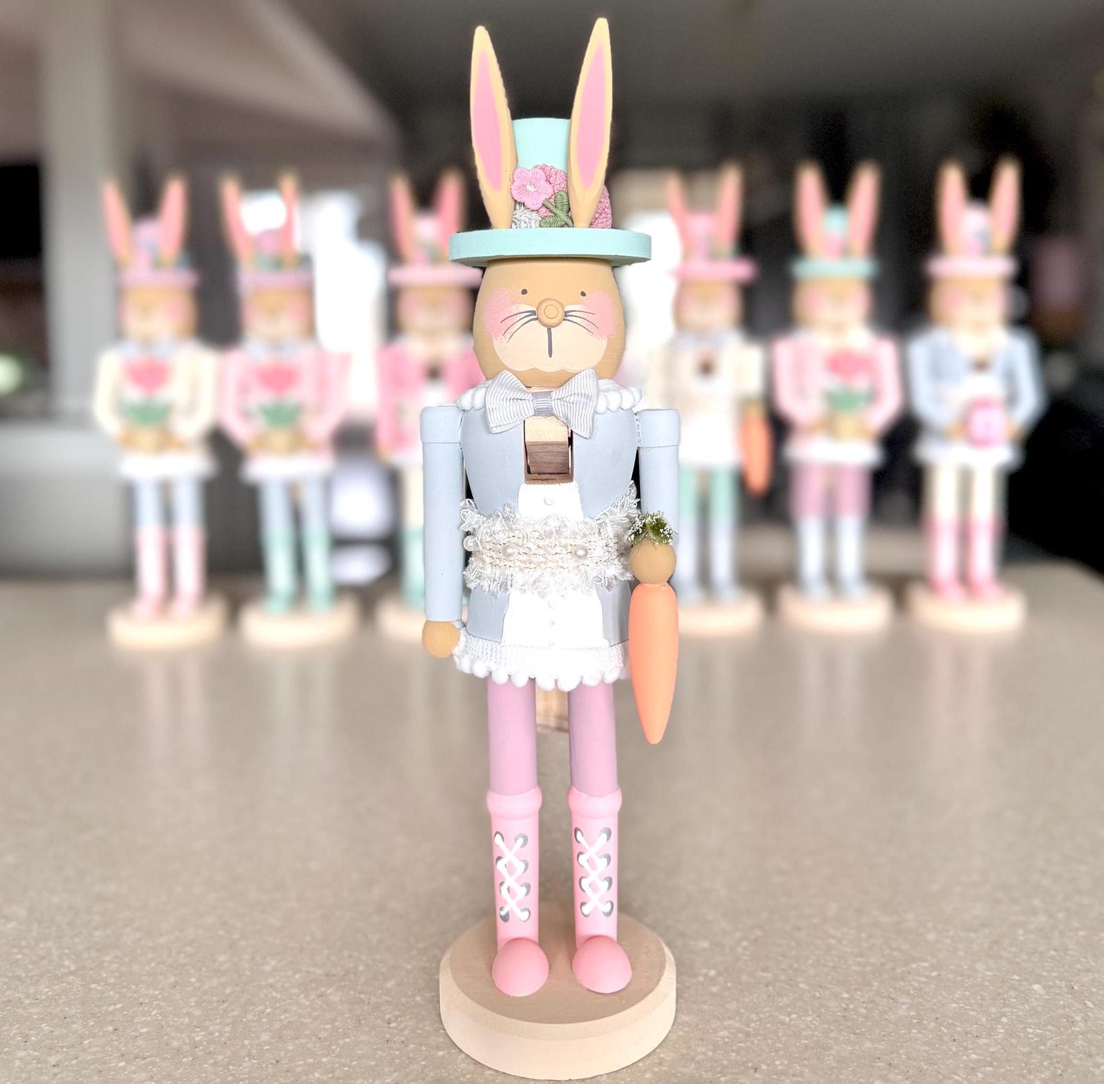Hand-painted Easter Bunny Nutcracker: 15" Wood Spring Decor - Etsy