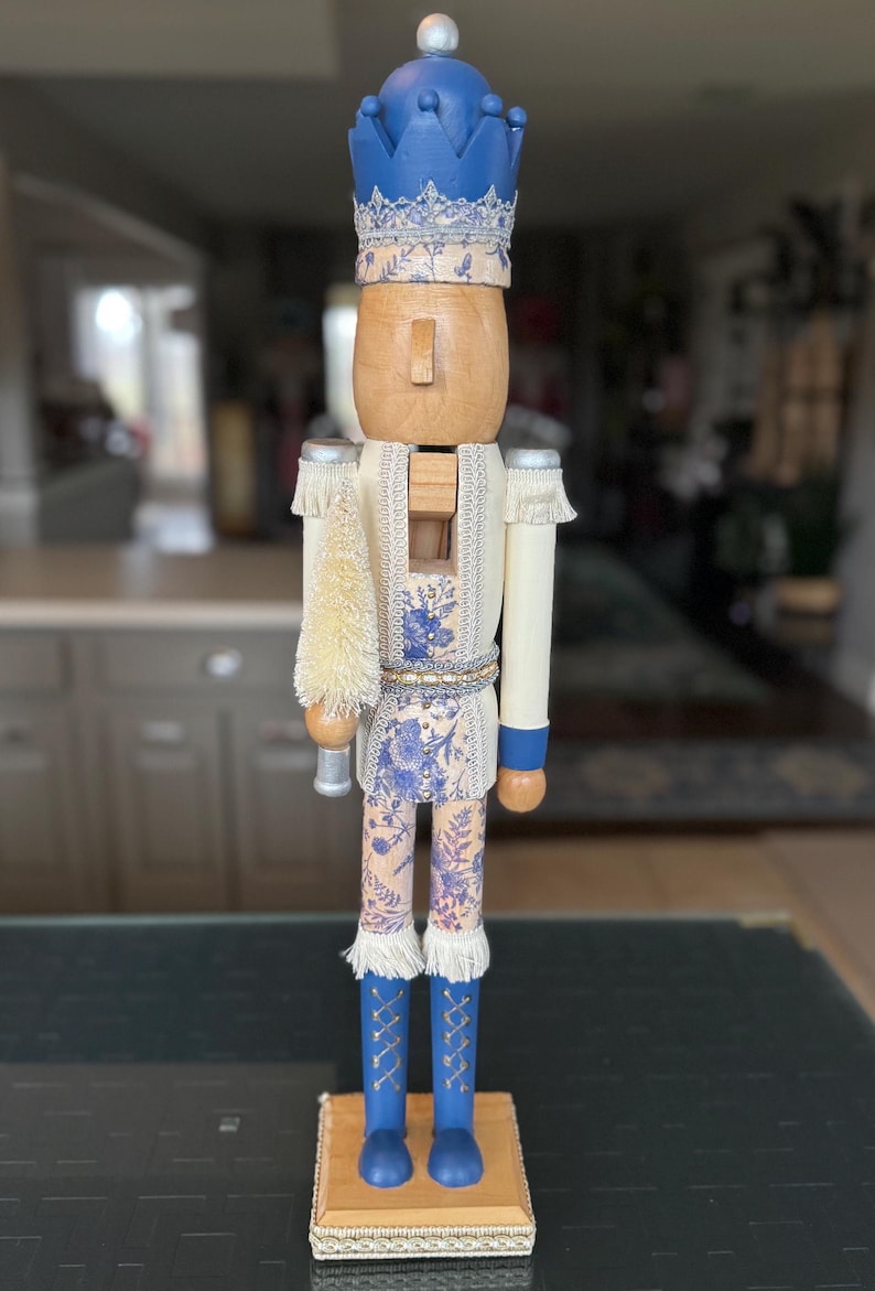 Hand-painted Blue Toile Nutcracker: Chinoiserie Decor - Etsy