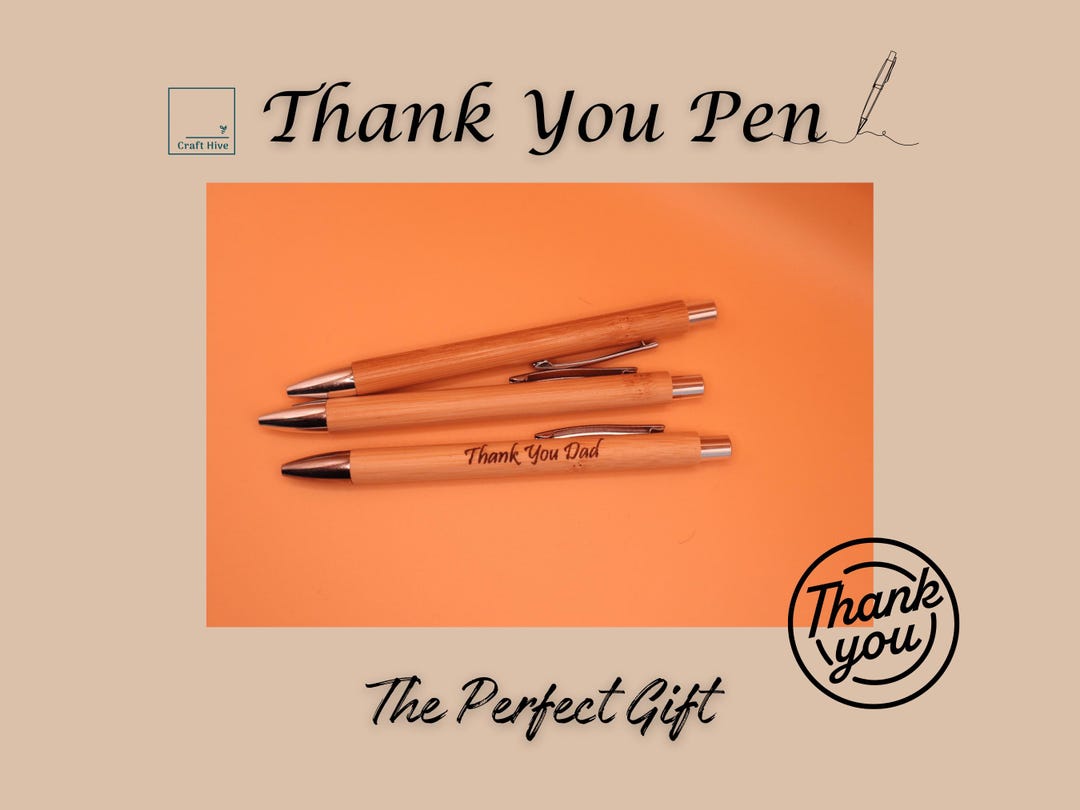 Thank You Pen, Bulk Engraved Pen, Bamboo Pen, Personal Message ...