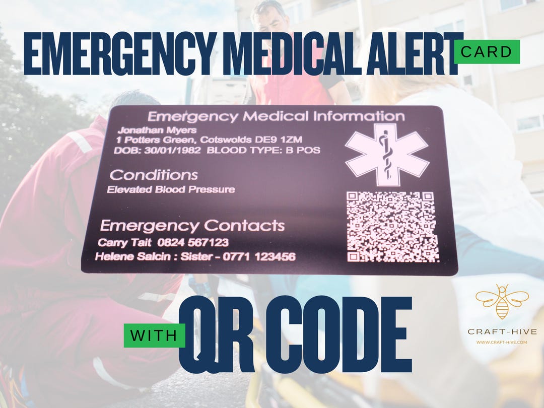 Emergency Medical Alert Card With QR Code - Etsy