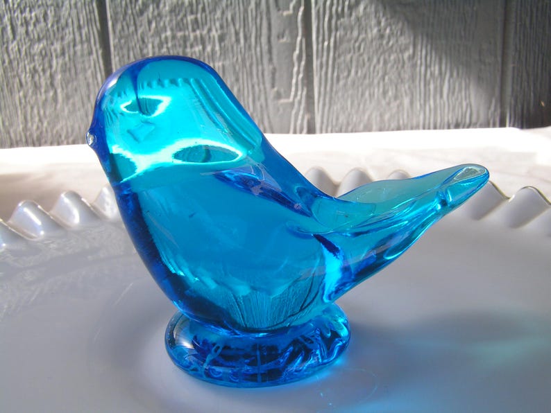 Vintage Blue Bird of Happiness Glass Bird Figurine by Leo Ward Art ...