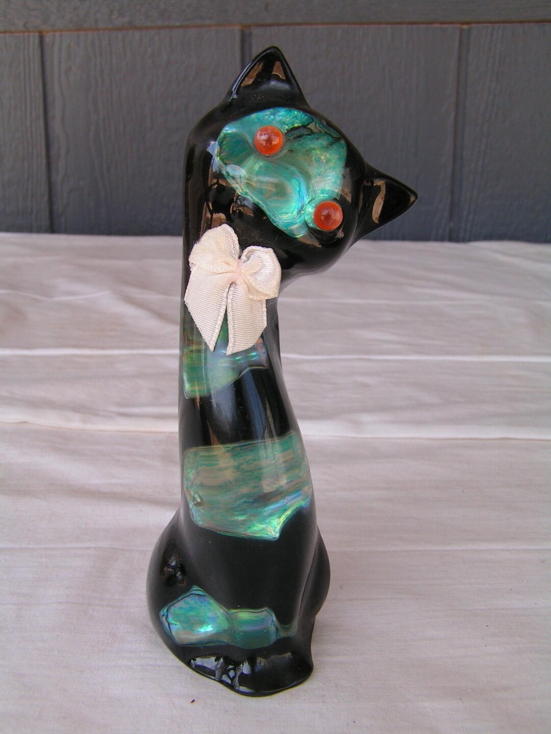 Vintage 60s Lucite Paua Shell Cat Figurine Made in New Zealand by ARIKI ...