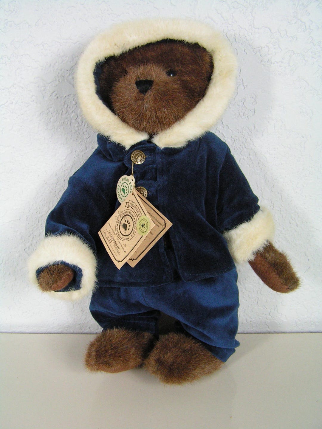 Vintage 16" Tall Boyd's Alex Berriman Bear With Blue Fur Coat and ...