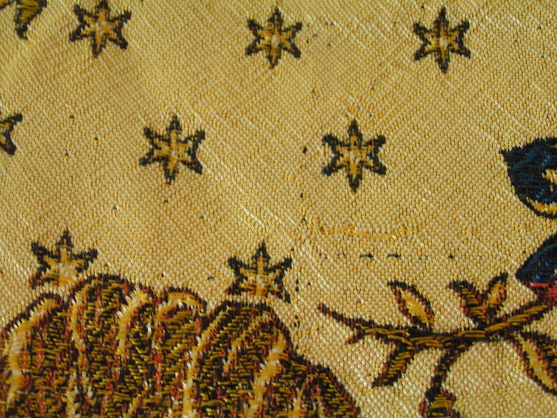 Vintage Italian Mid-century Cherub and Floral Brocade Colorful Satin ...