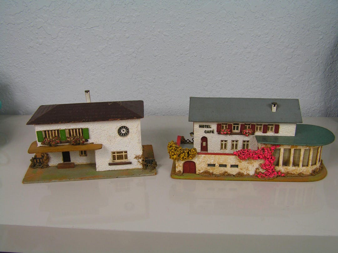 2 Vintage 40s Faller HO Buildings 219 Hotel Restaurant Cafe 101 Train ...