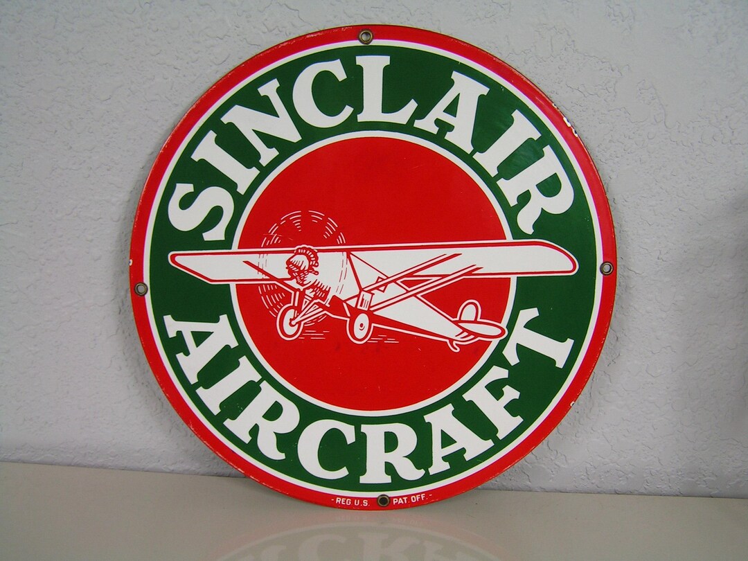 Ande Rooney Vintage Sinclair Aircraft Porcelain Enamel Sign - Etsy