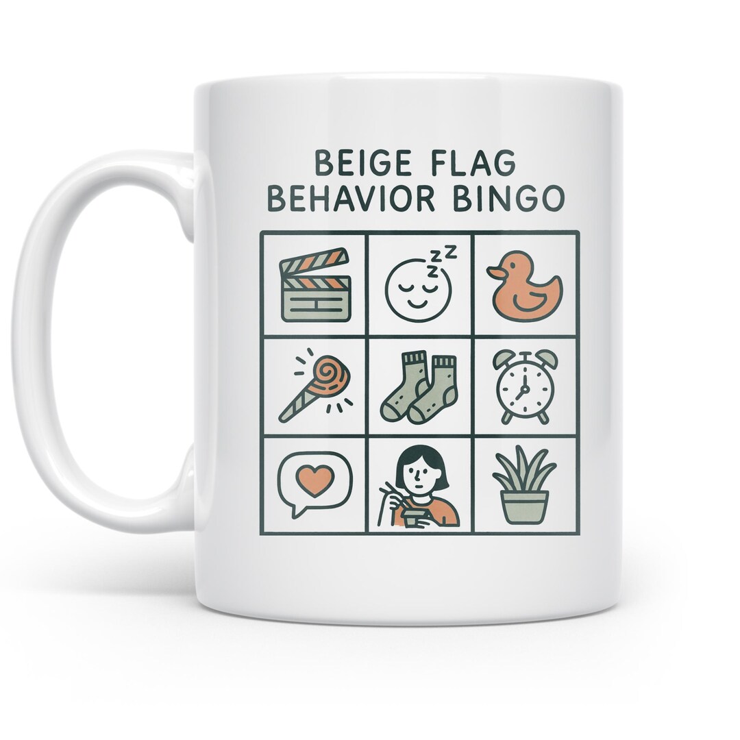 Dating Meme Mug: Beige Flag Bingo Design (ceramic, Pastel Colors) - Etsy
