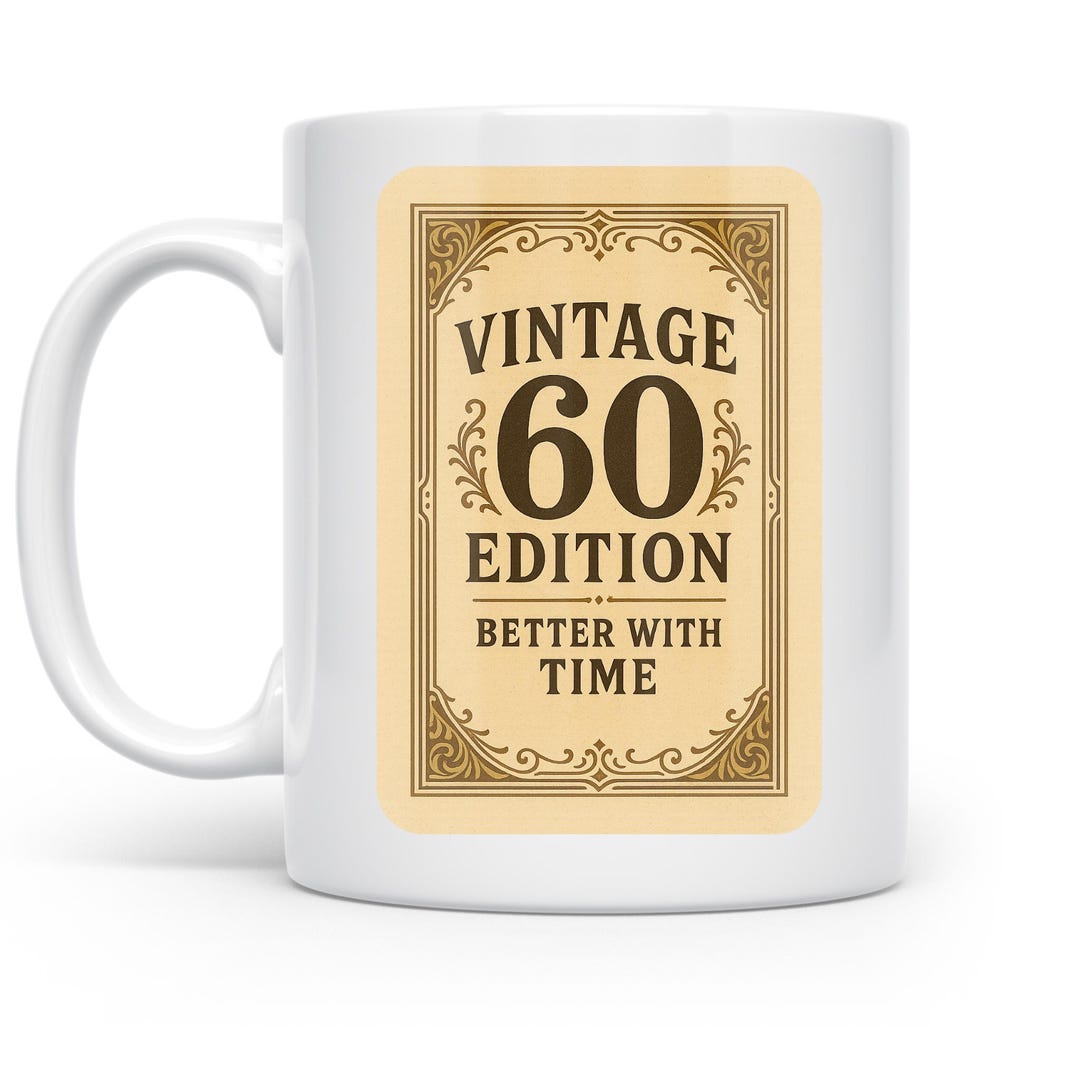 Vintage 60 Mug: Classic Year Design With Warm Sepia Filigree - Etsy