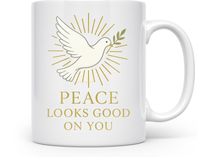 LARGE Pottery Peace Mug/ Pottery Peace Dove Mug/hand Made Peace Dove ...