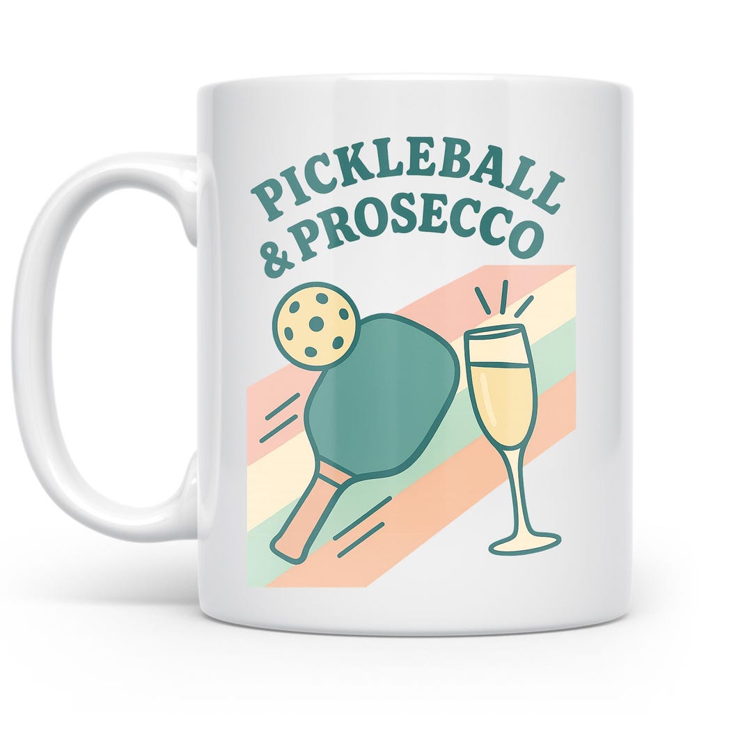 Pickleball and Prosecco Mug: Retro Pastel Ceramic Coffee Cup - Etsy
