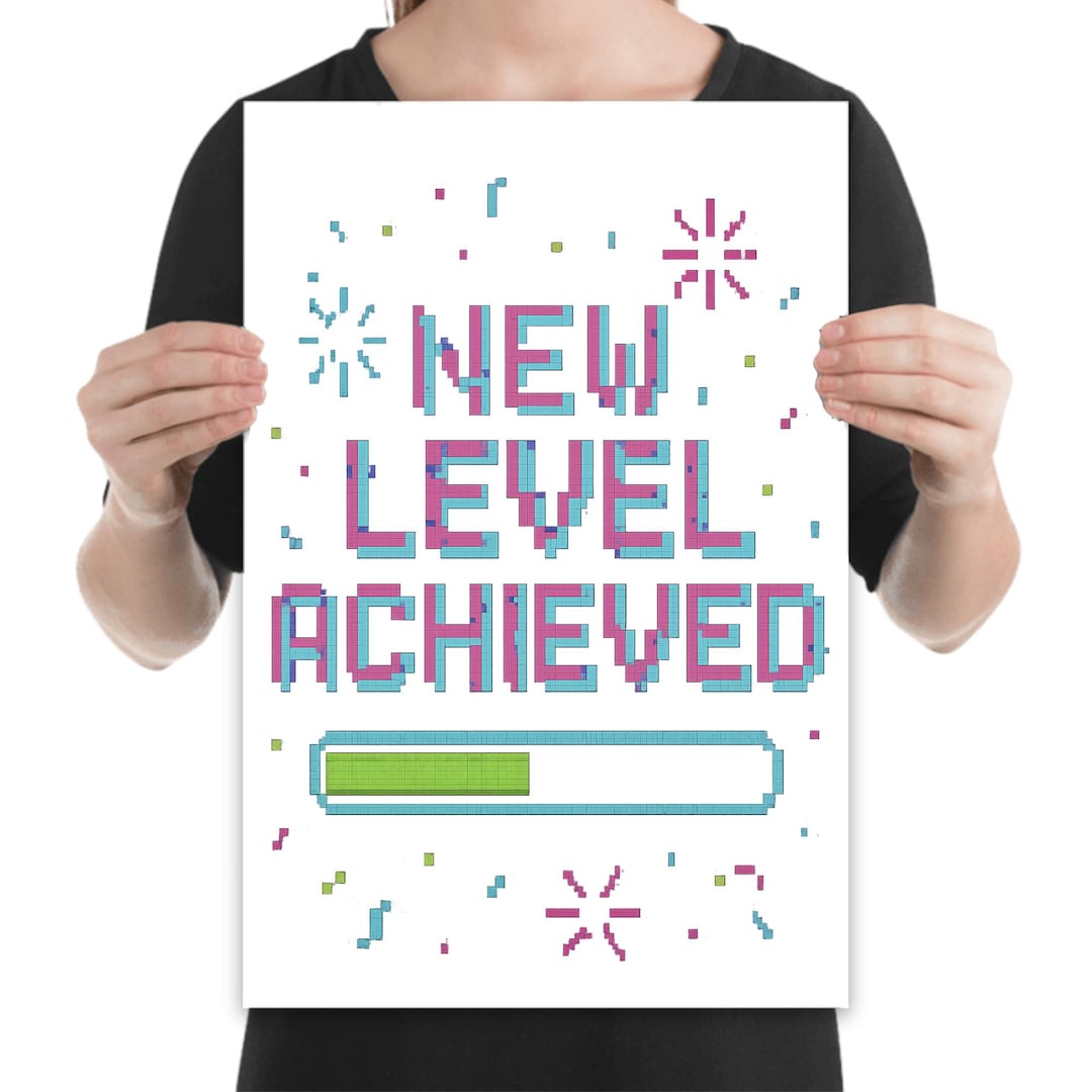 Next Level Achieved Poster, Neon Gaming Art (glossy 13x19 Print) - Etsy