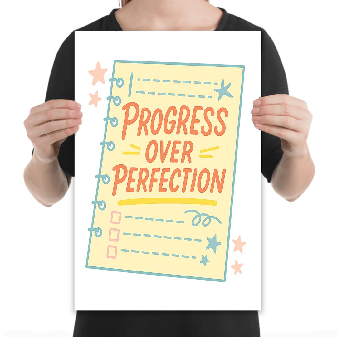 Progress Over Perfection Poster, Motivational Wall Art for Office or ...
