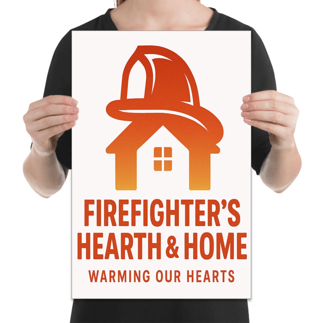 Firefighter Hearth Poster: Warm Badge Art for Family Pride - Etsy