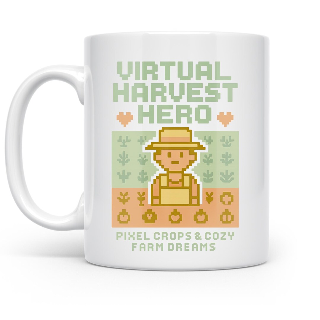 Virtual Harvest Hero Mug: Cozy 8-bit Pixel Farm - Ceramic Gamer Cup - Etsy
