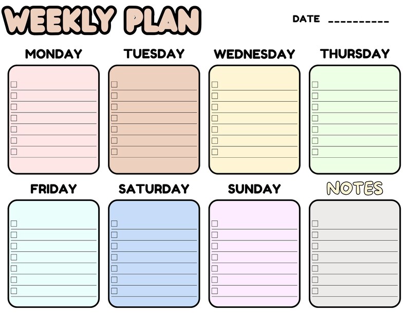 Weekly Planner Printable Pages - 5 LAYOUTS Included, Weekly Schedule ...