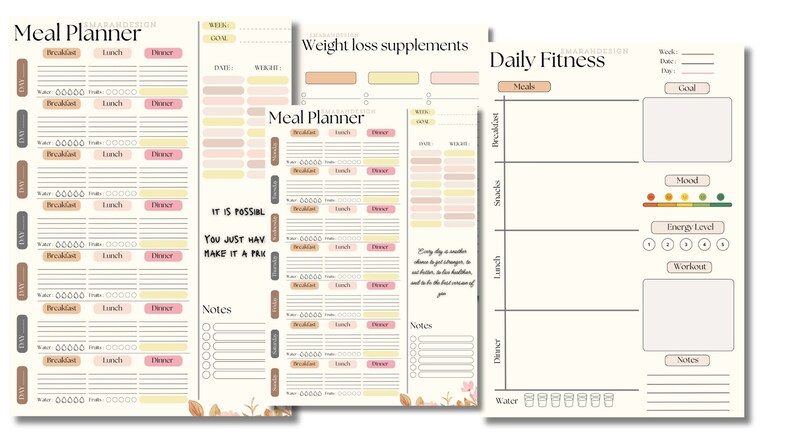 MEAL PLANNER (printable), Weekly Food Diary, Mea, Food Journal, Menu ...