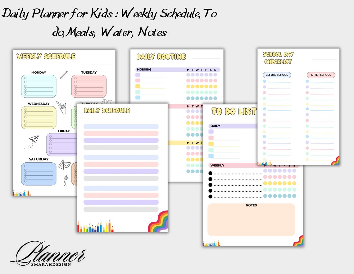 School Planner for Kids, Printable, Digital PDF, School Checklist ...