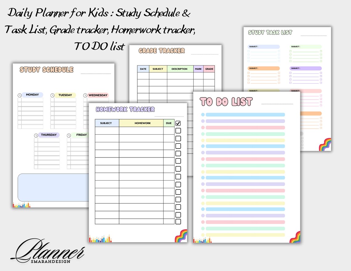School Planner for Kids, Printable, Digital PDF, School Checklist ...