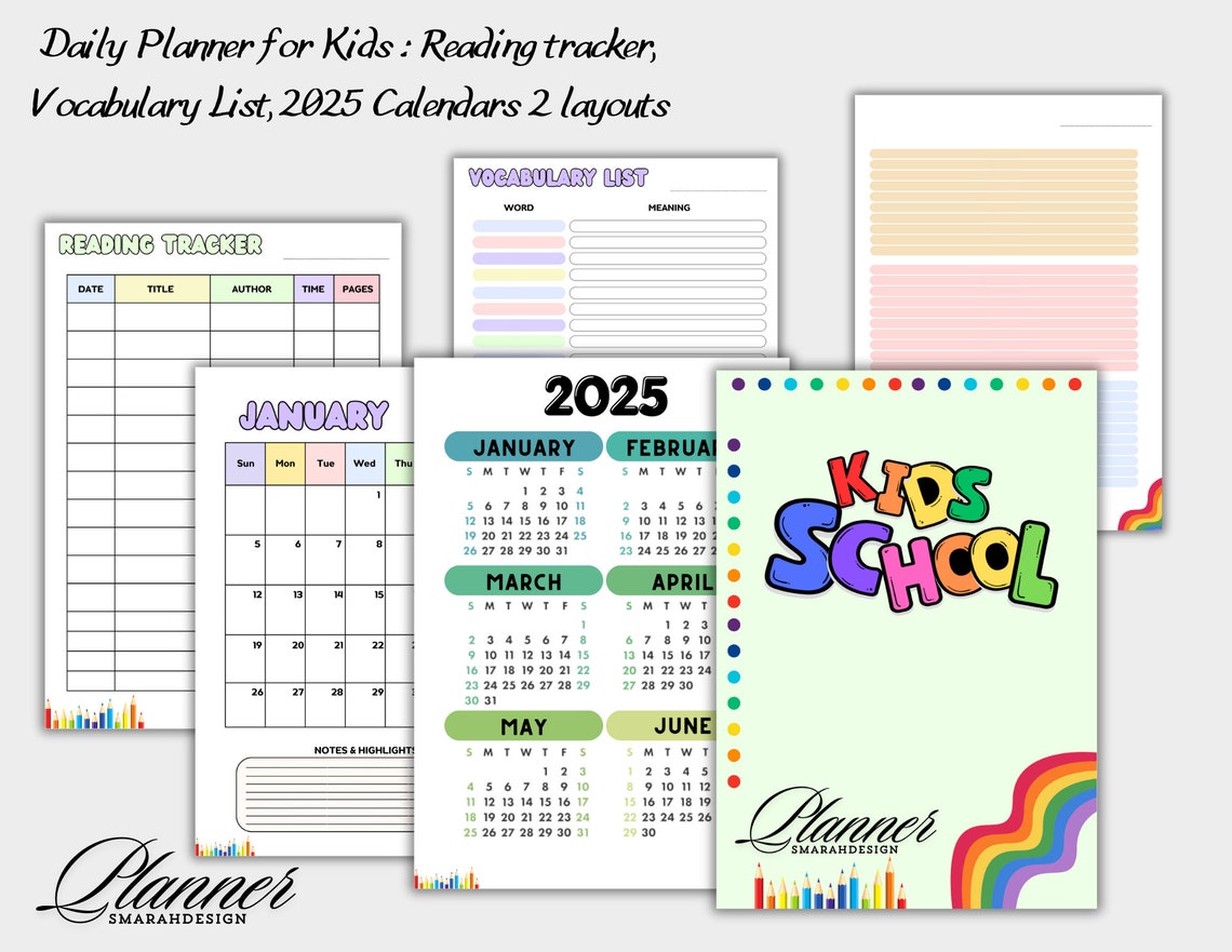 School Planner for Kids, Printable, Digital PDF, School Checklist ...