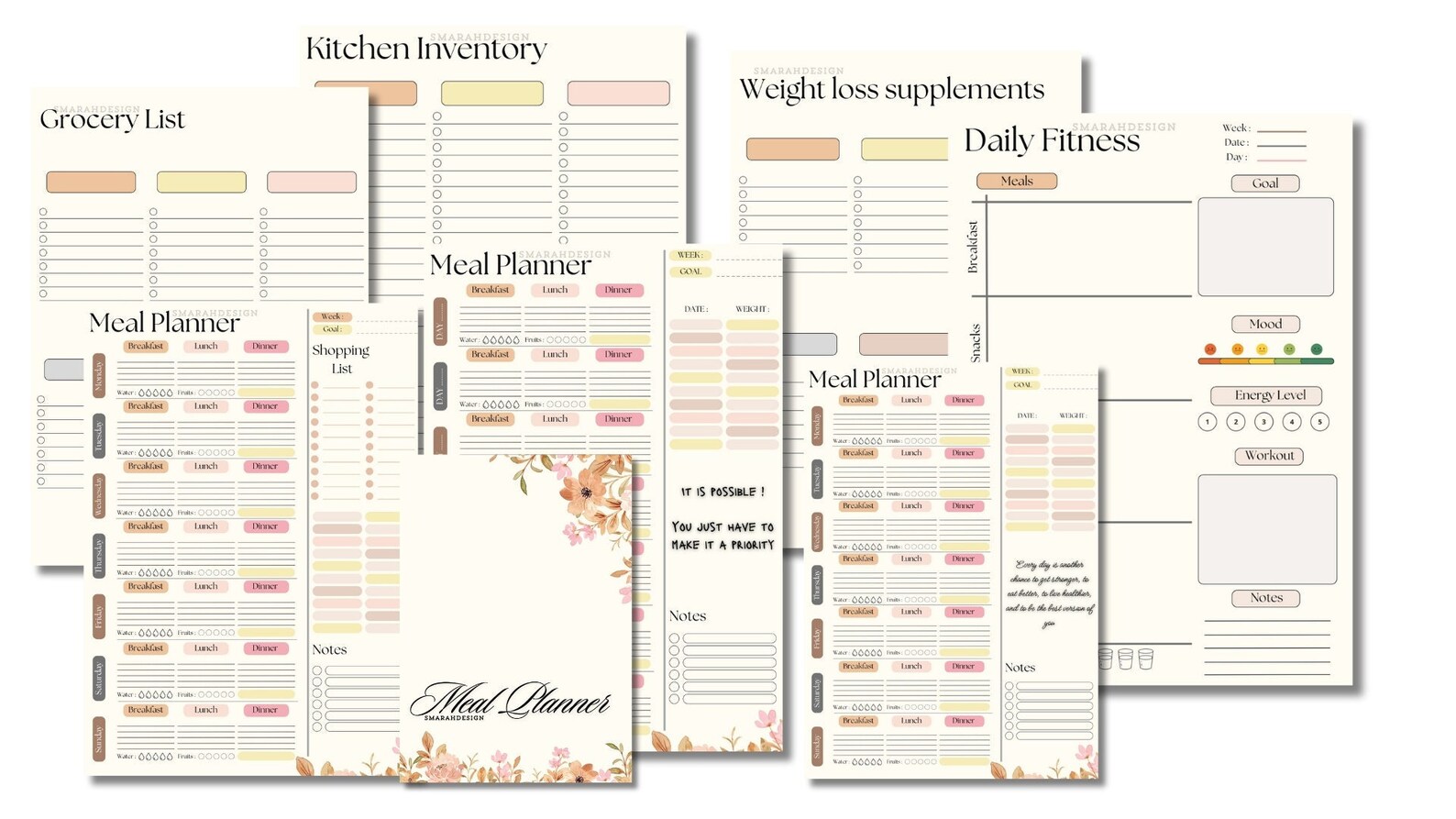 MEAL PLANNER (printable), Weekly Food Diary, Mea, Food Journal, Menu ...