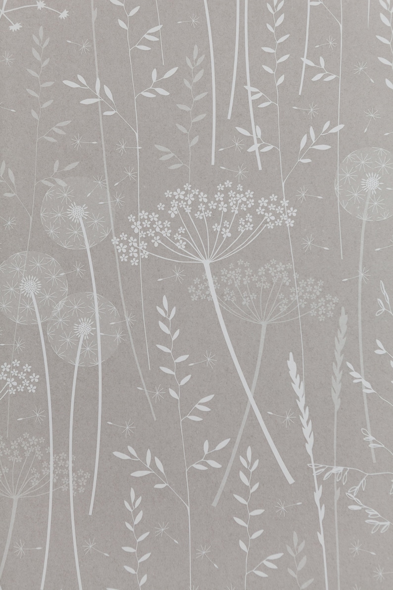 SAMPLE Paper Meadow Wallpaper in 'mallow' by Hannah Nunn, a Grey/pink ...