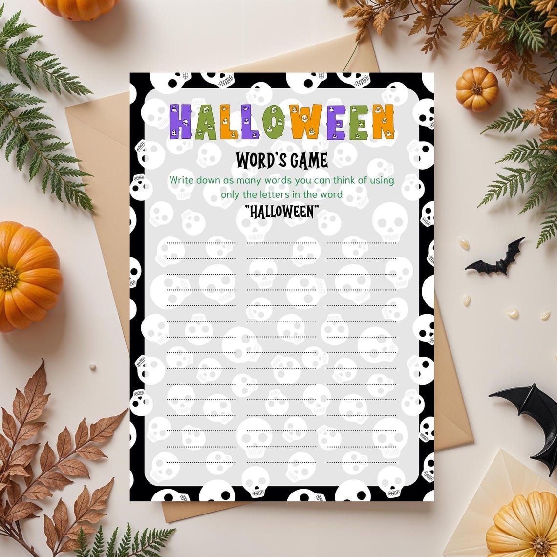 Printable Halloween Words Party Game for Kids Game Easy Halloween Game ...