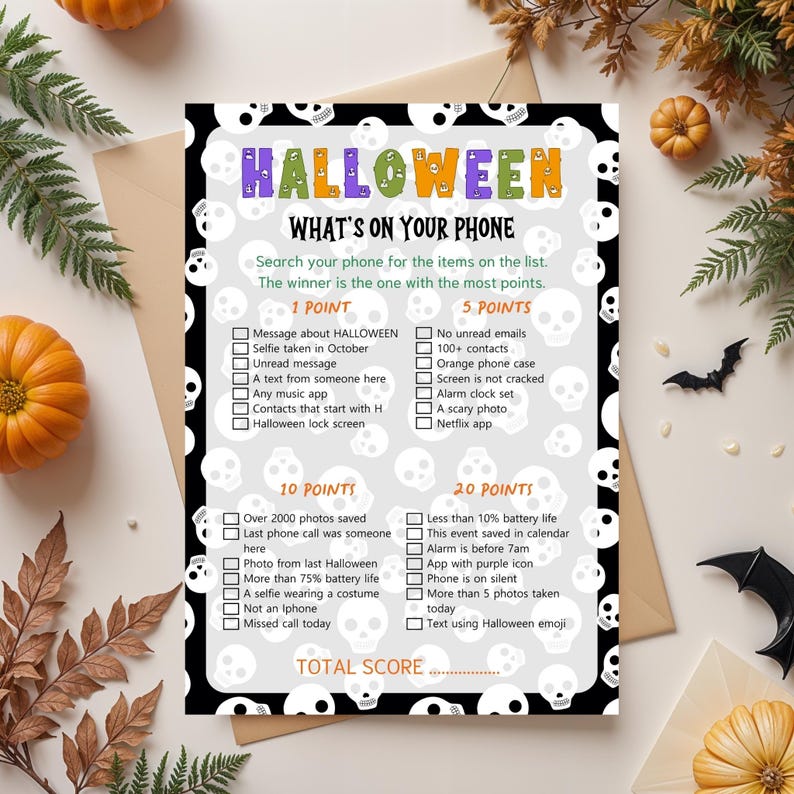 Printable Halloween Whats on Yout Phone Party Game for Kids Game Easy ...