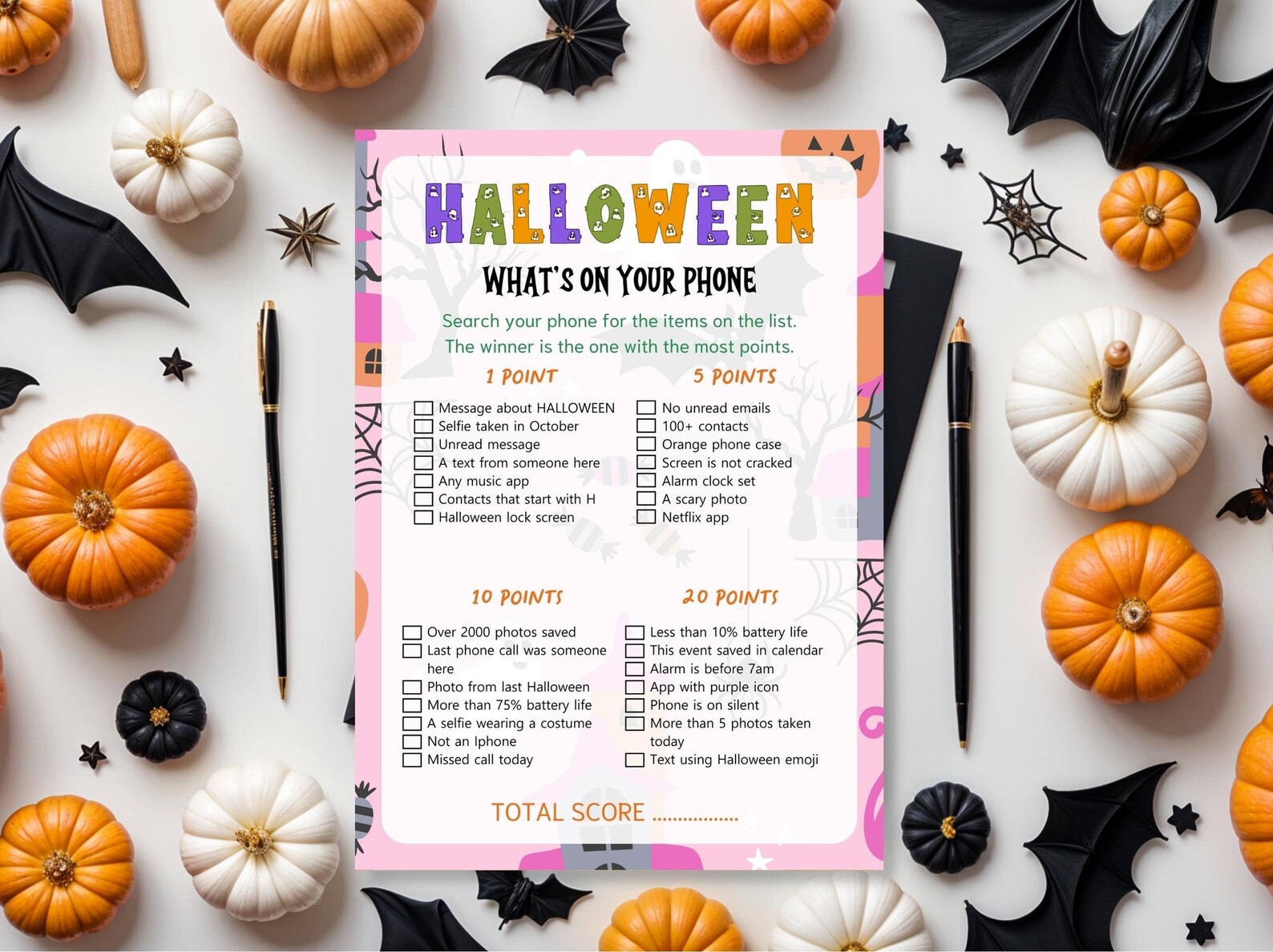 Printable Halloween Whats on Yout Phone Party Game for Kids Game Easy ...