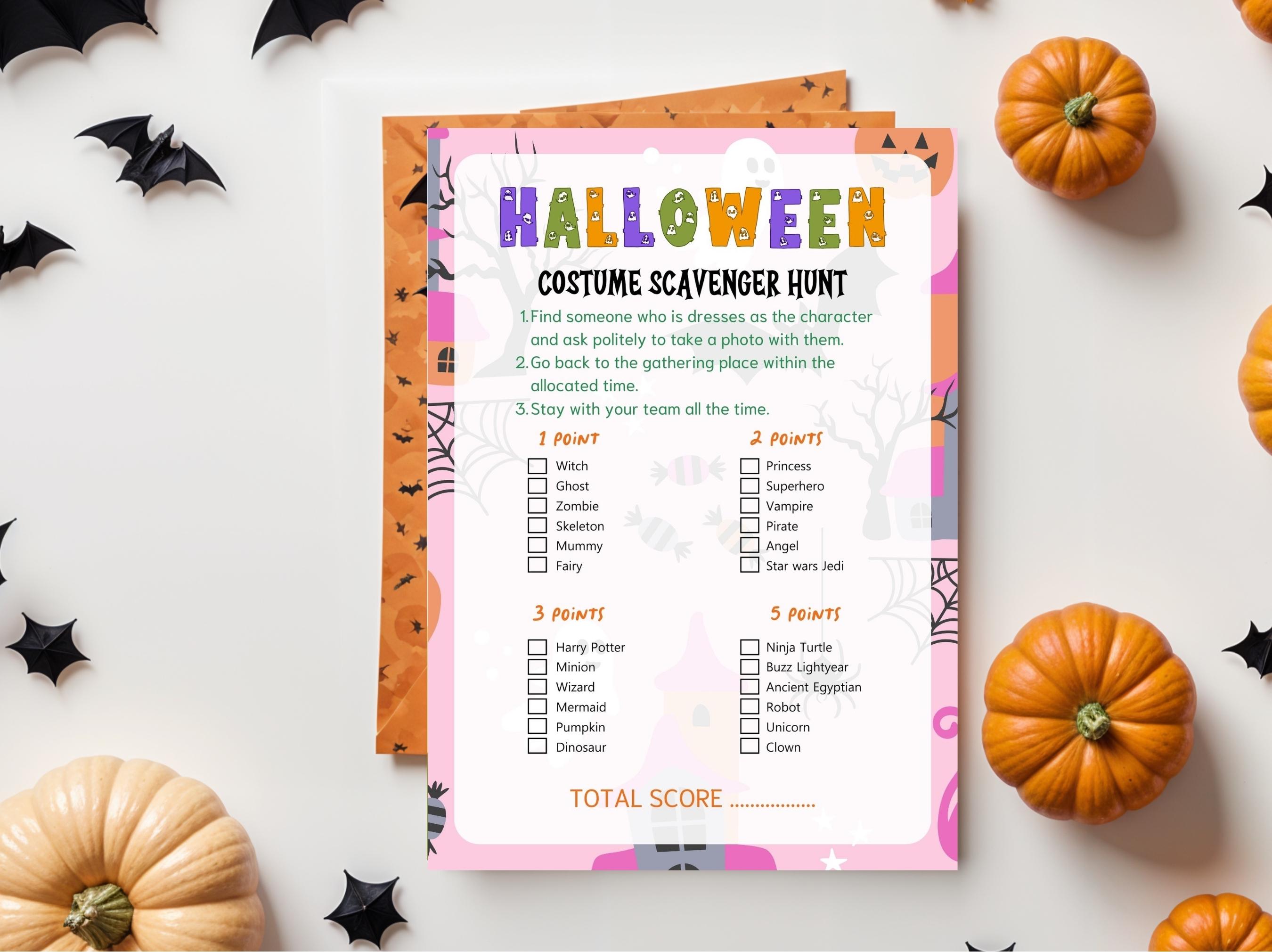 Printable Halloween Costume Scavenger Hunt for Kids Scavenger Hunt ...