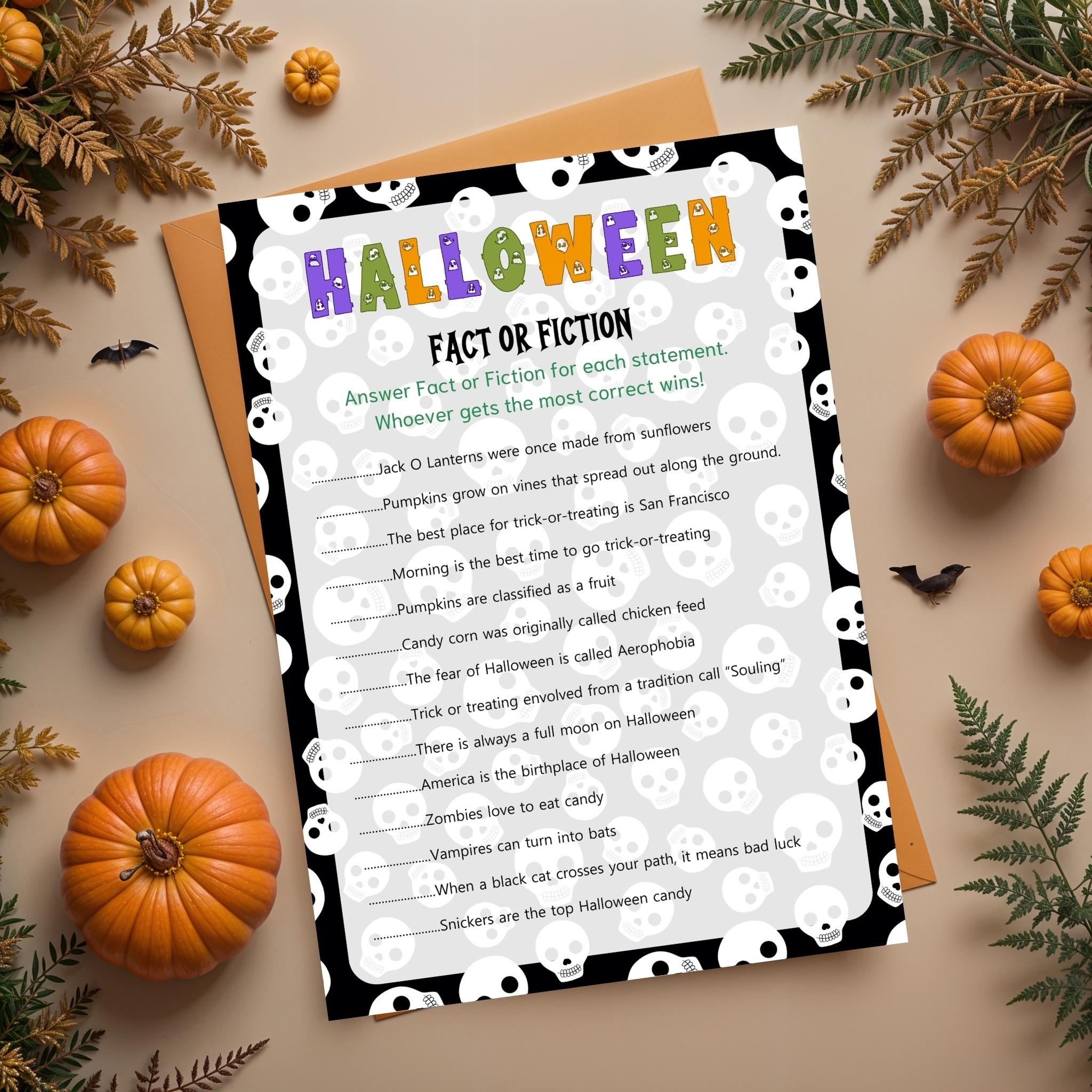 Halloween Printable Fact or Fiction Party Game for Kids Game Easy ...