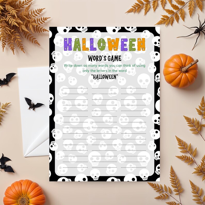 Printable Halloween Words Party Game for Kids Game Easy Halloween Game ...