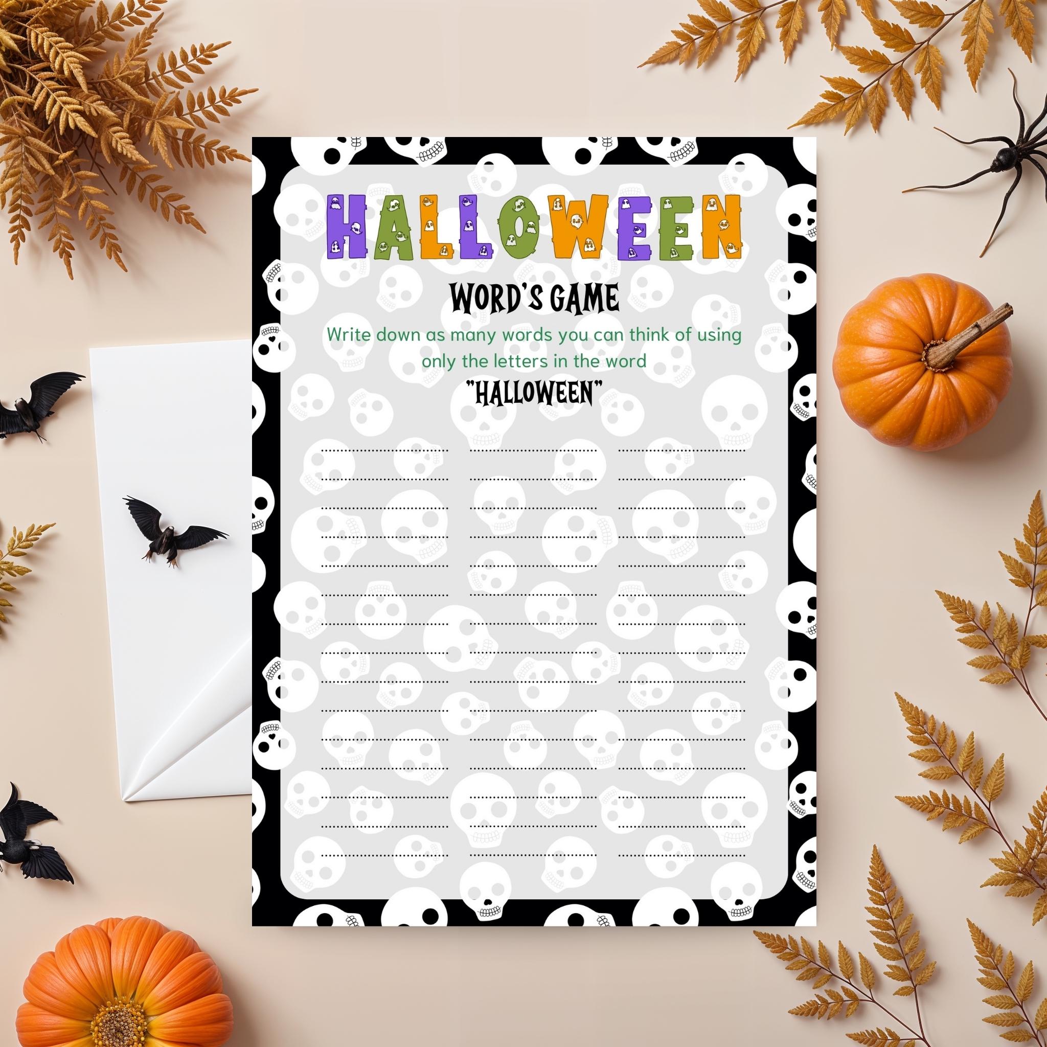 Printable Halloween Words Party Game for Kids Game Easy Halloween Game ...