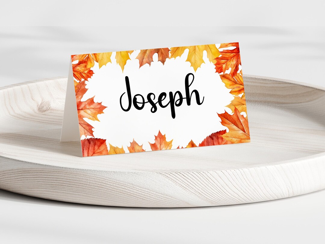 Customizable Tented Name Card for Thanksgiving Table Autumn Name Card ...