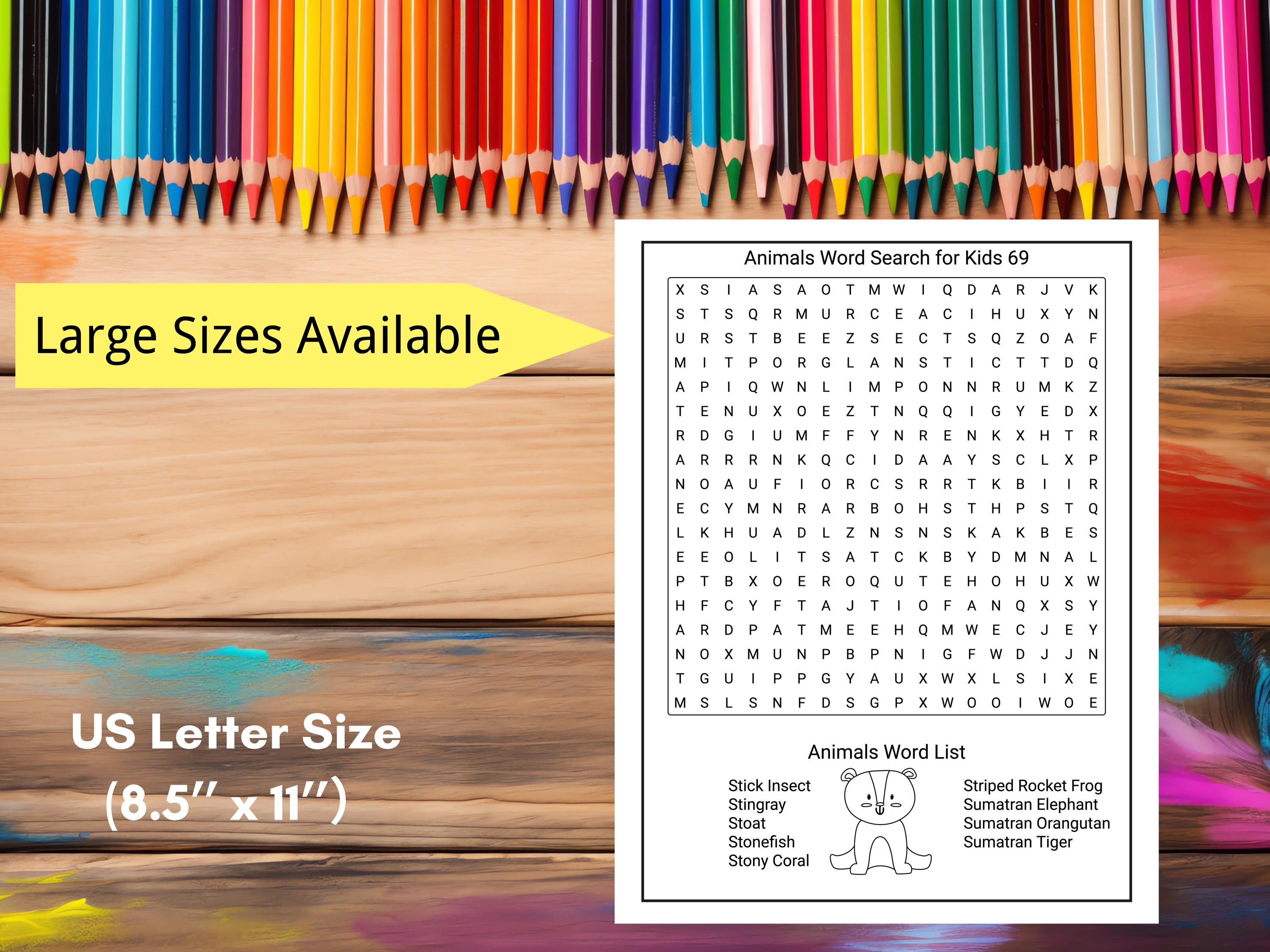 Printable Animal Word Search Activity Book for Children Word Search ...