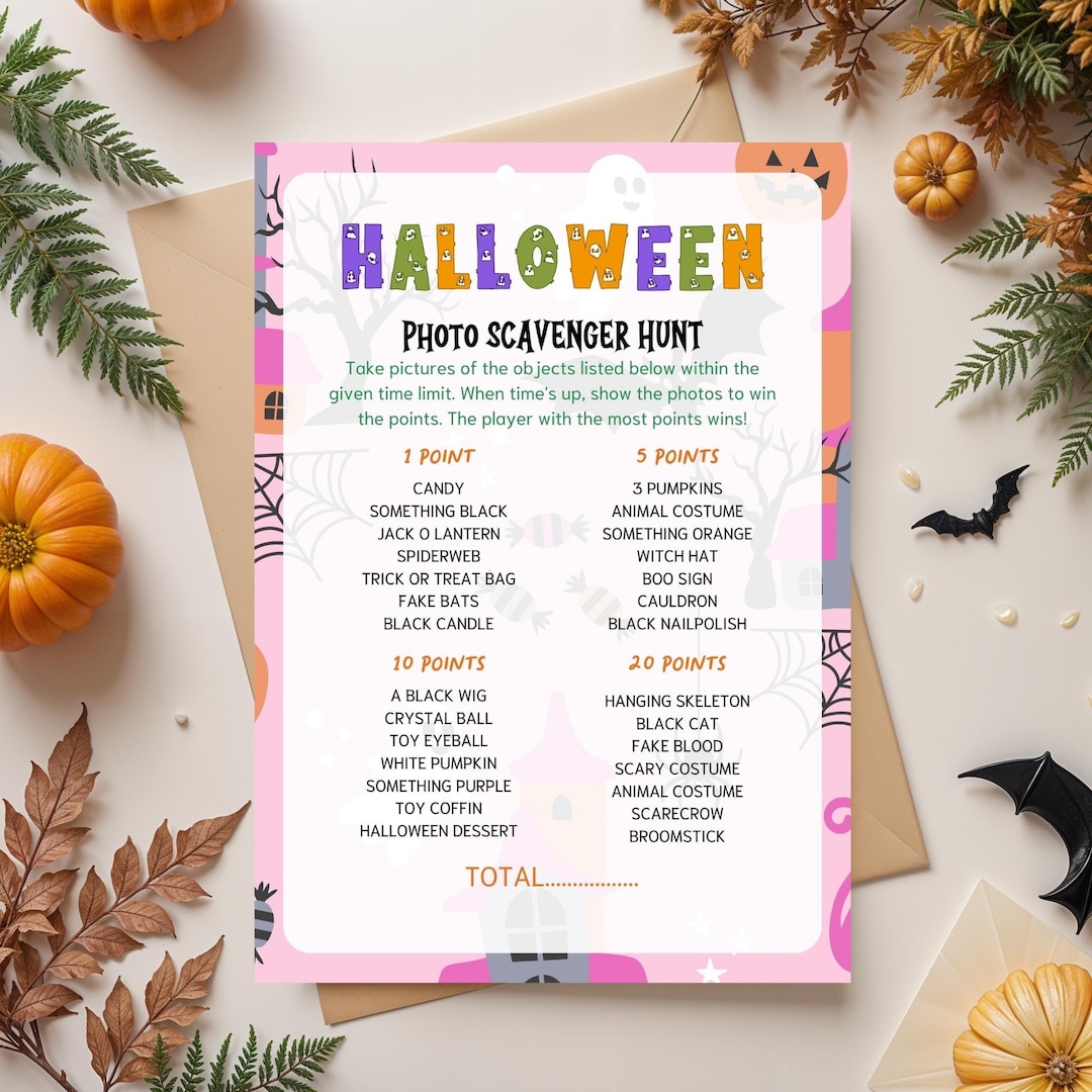 Printable Halloween Photo Scavenger Hunt for Kids Scavenger Hunt ...