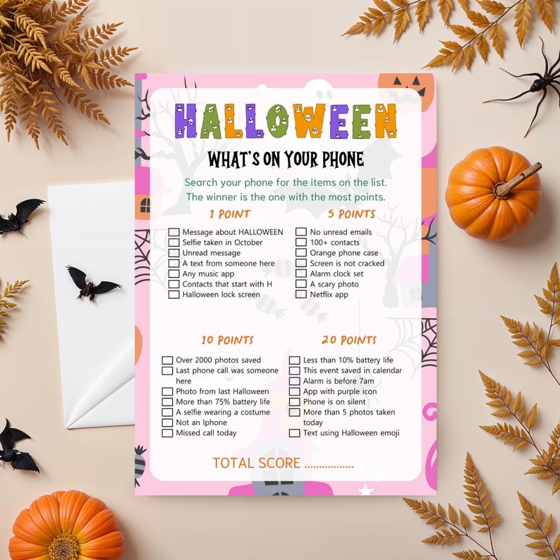 Printable Halloween Whats on Yout Phone Party Game for Kids Game Easy ...