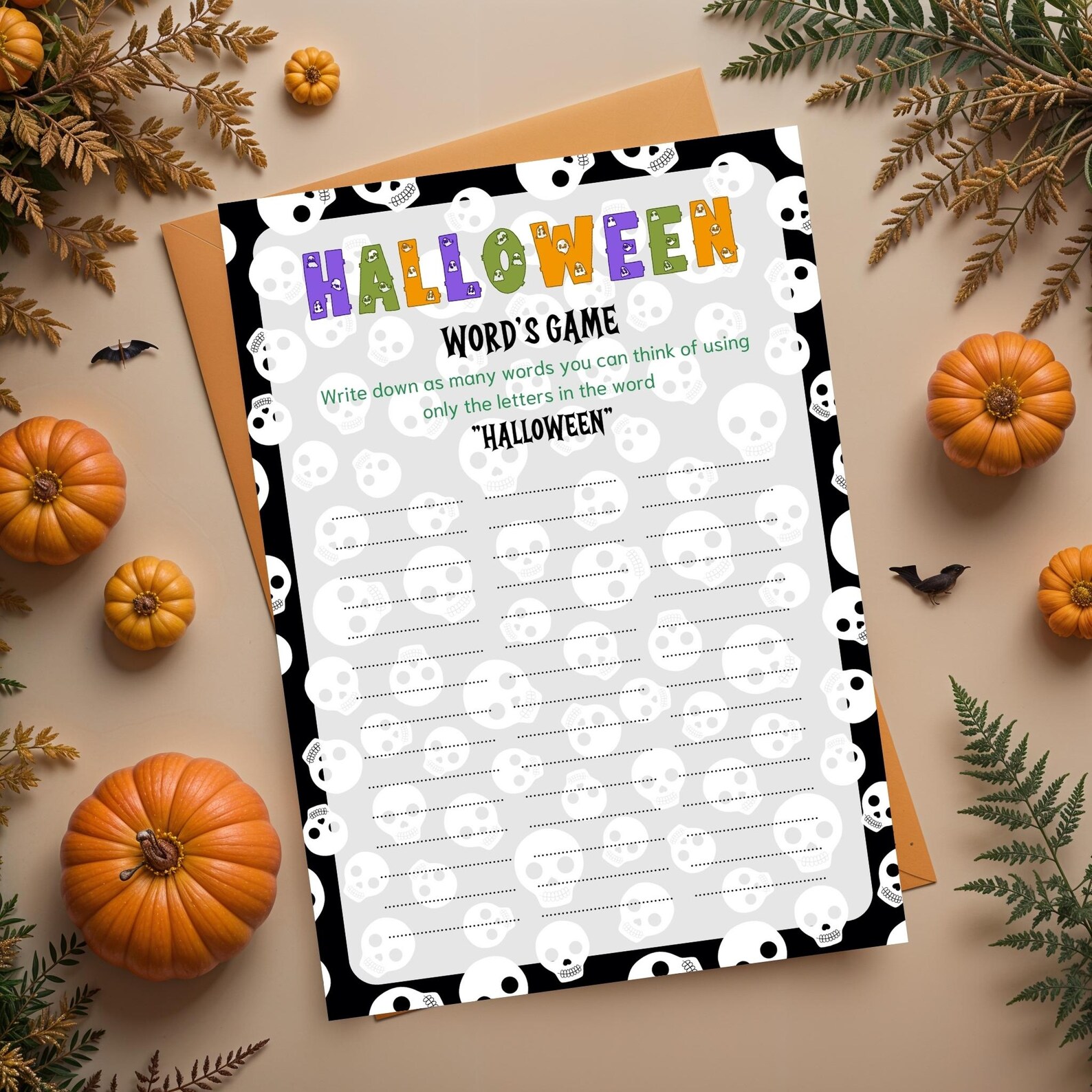 Printable Halloween Words Party Game for Kids Game Easy Halloween Game ...
