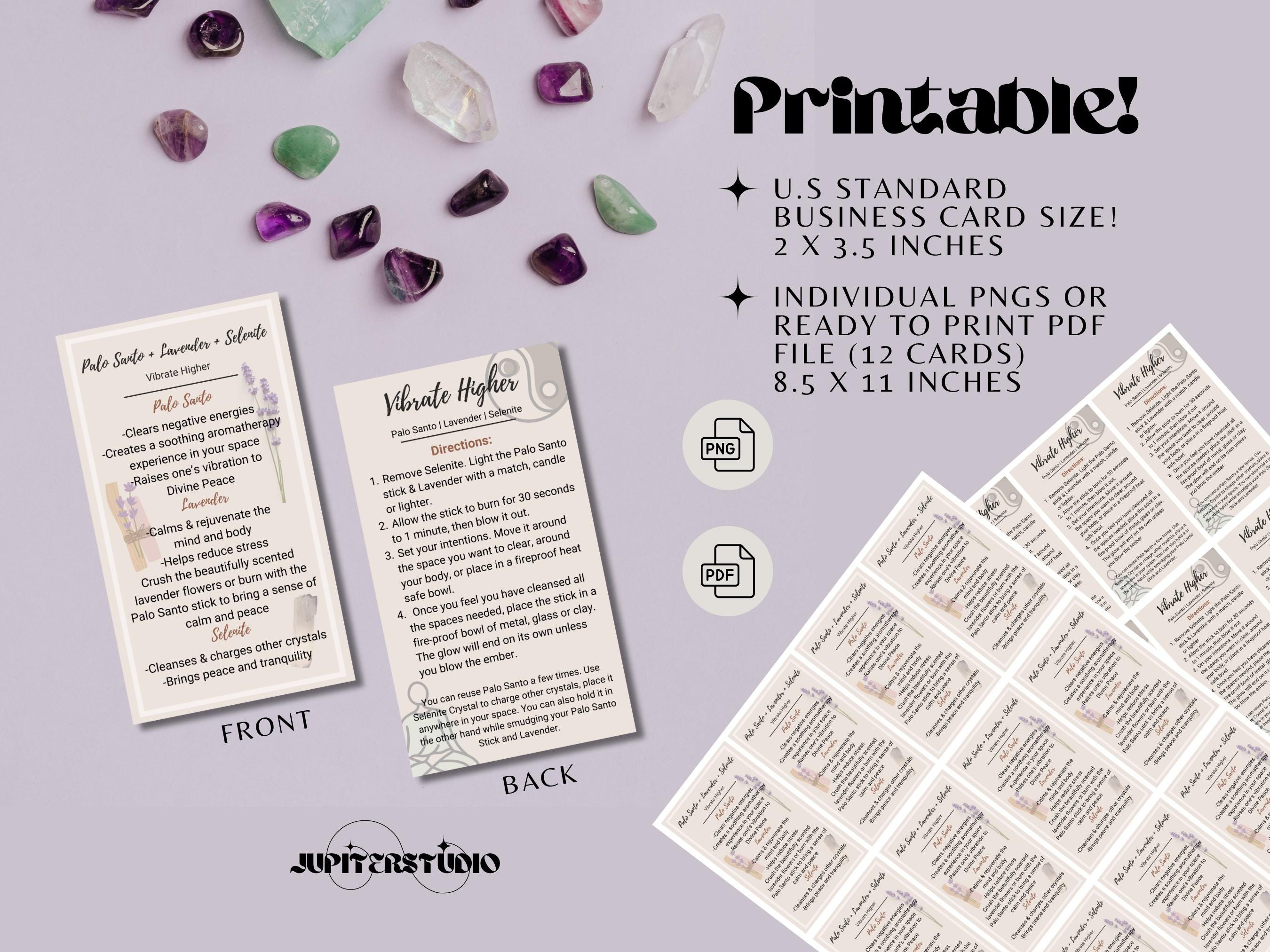 Printable Palo Santo Smudging Cards Instructions, How to Palo Santo ...