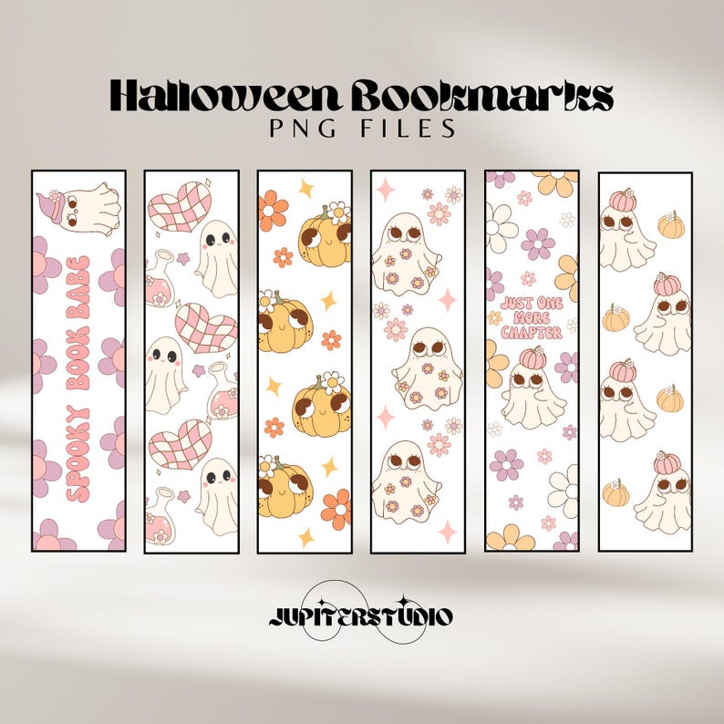 Bookmark Template PNG, Bookmark PNG Bundle, Cute Groovy Ghost Png ...