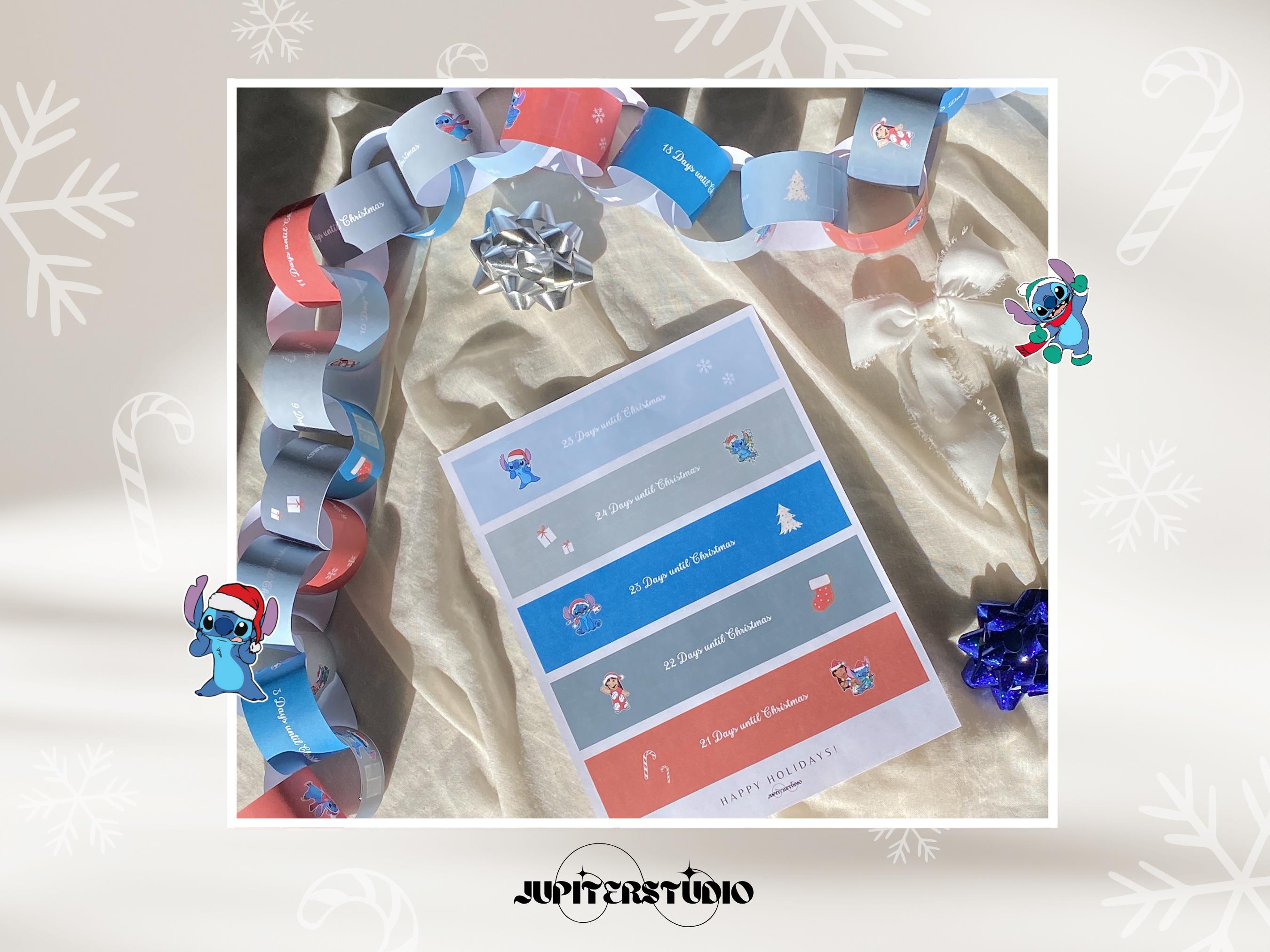 Printable Blue CHRISTMAS STITCH Countdown Paper Chain, Christmas ADVENT ...