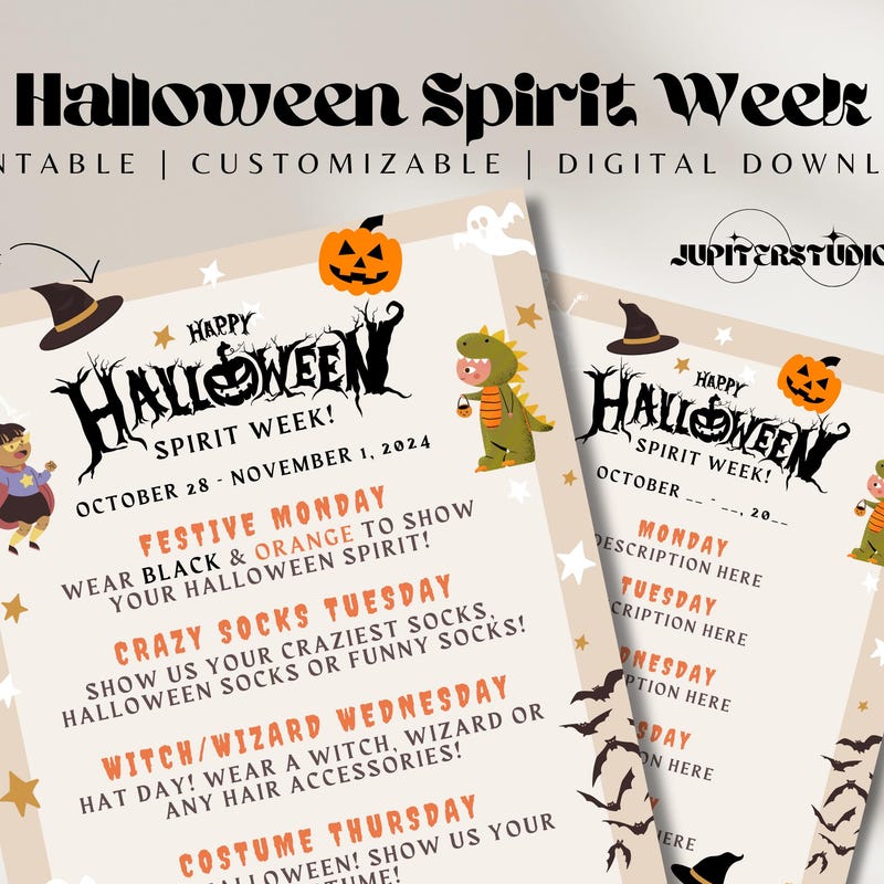 Spirit Week Template - Etsy