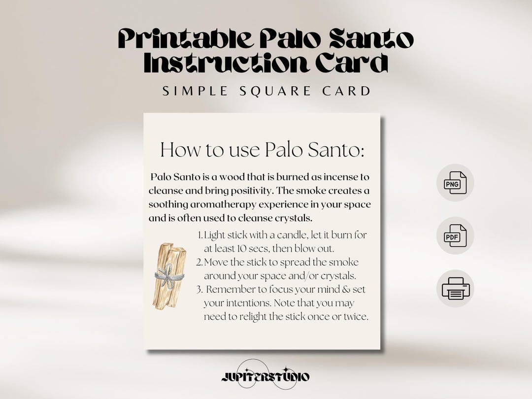 Printable Square How to Use Palo Santo Smudging Card, Palo Santo ...